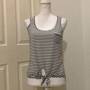 Rebellious One | Tops | Rebellious One Blackwhite Striped Tie Front ...